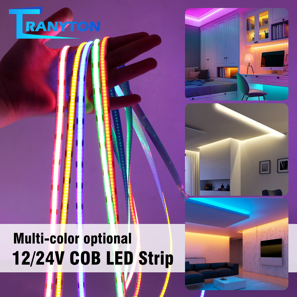 COB LED Strip DC12V 24V 5M 320LED/m White / Warm White / Red / Blue ...