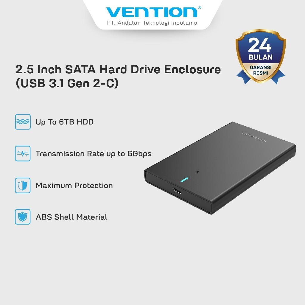 Vention HDD Casing 2.5 Inch SATA Hard Drive Enclosure Free Cable USB 3. ...