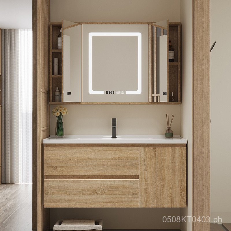 Bathroom Vanity Cabinet Mirror Cabinet Folding Integrated Hidden Wash ...
