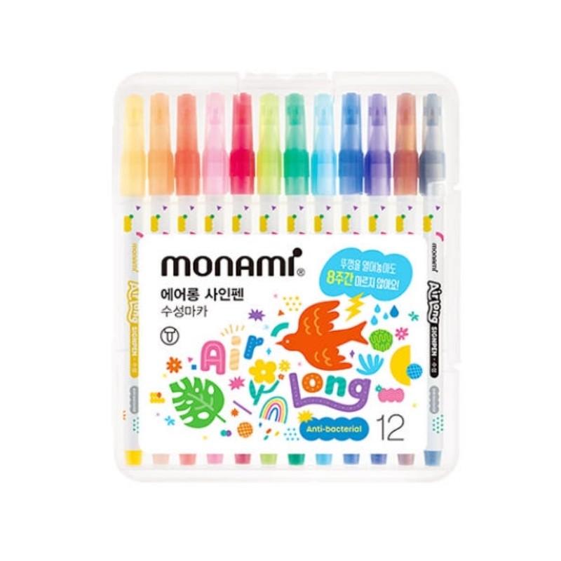 Monami Air long SignPen 12 Color Set / Non dry Sign Pen | Shopee ...