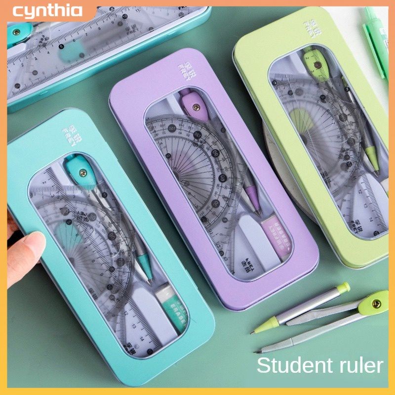 Compass Protractor Triangle Ruler Ruler Seven-piece Set Drawing ...