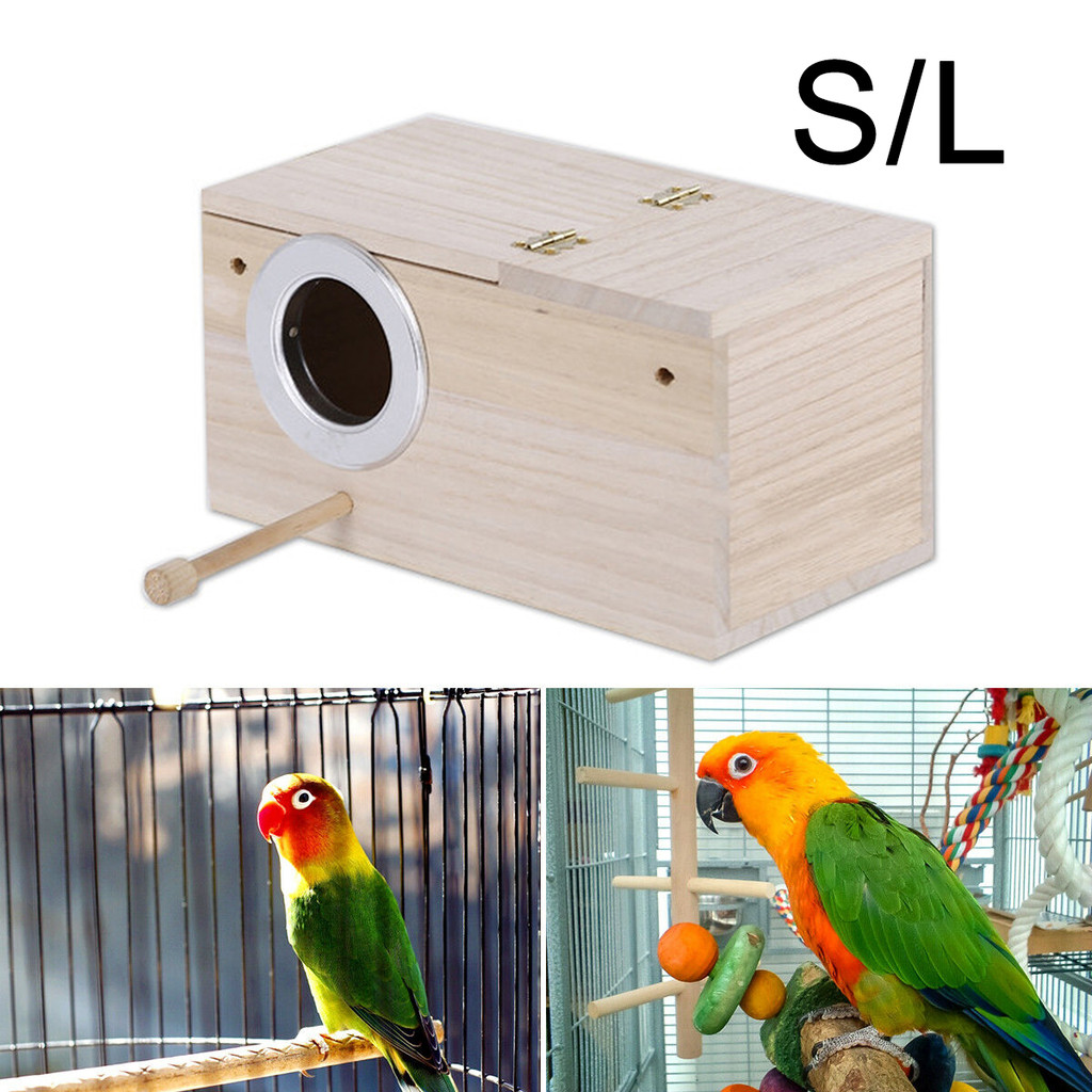 1 Set High Quality Wooden Bird Cage Nesting Box Breeding Hatching Nest ...