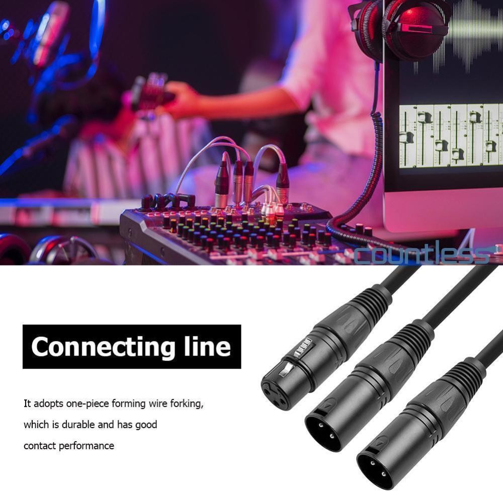 50cm 3Pin XLR Splitter Female To 2 Male Cable 1 Female To 2 Male XLR Y ...