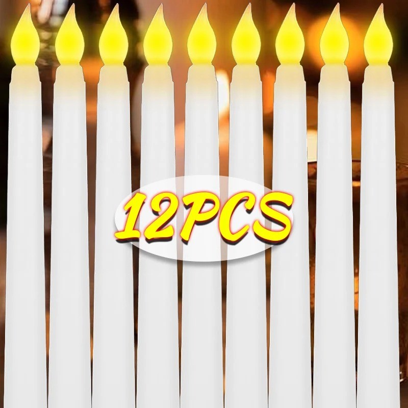 12/6/3Pcs Battery Operated LED Long Candle Light / Warm White Flameless ...