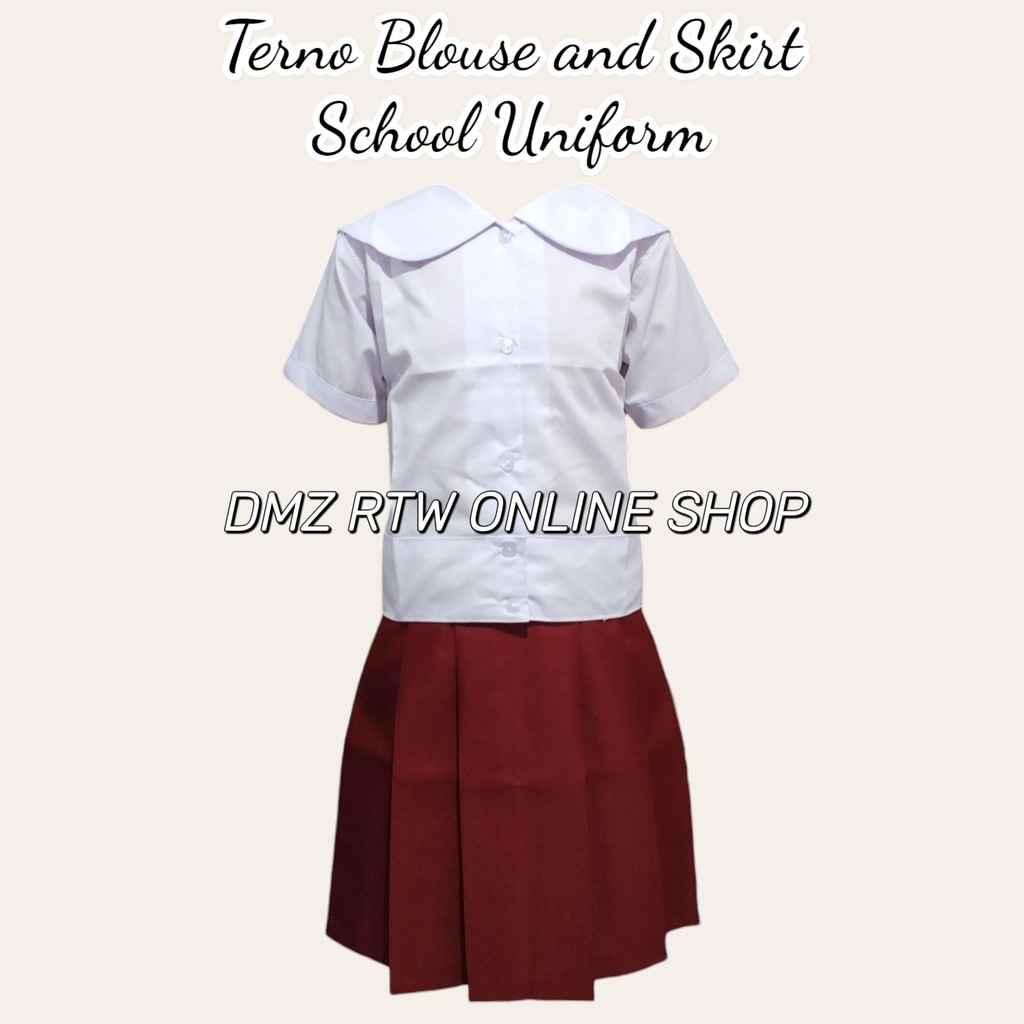 TERNO BLOUSE AND MAROON SKIRT SCHOOL UNIFORM | Shopee Philippines