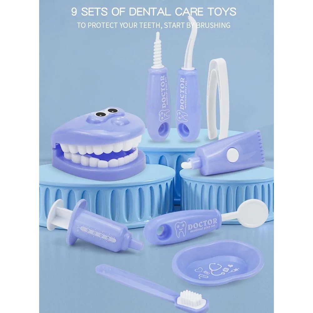 9PCS Plastic Simulation Dentist Play Set Medical Pretend Toy for Kids ...