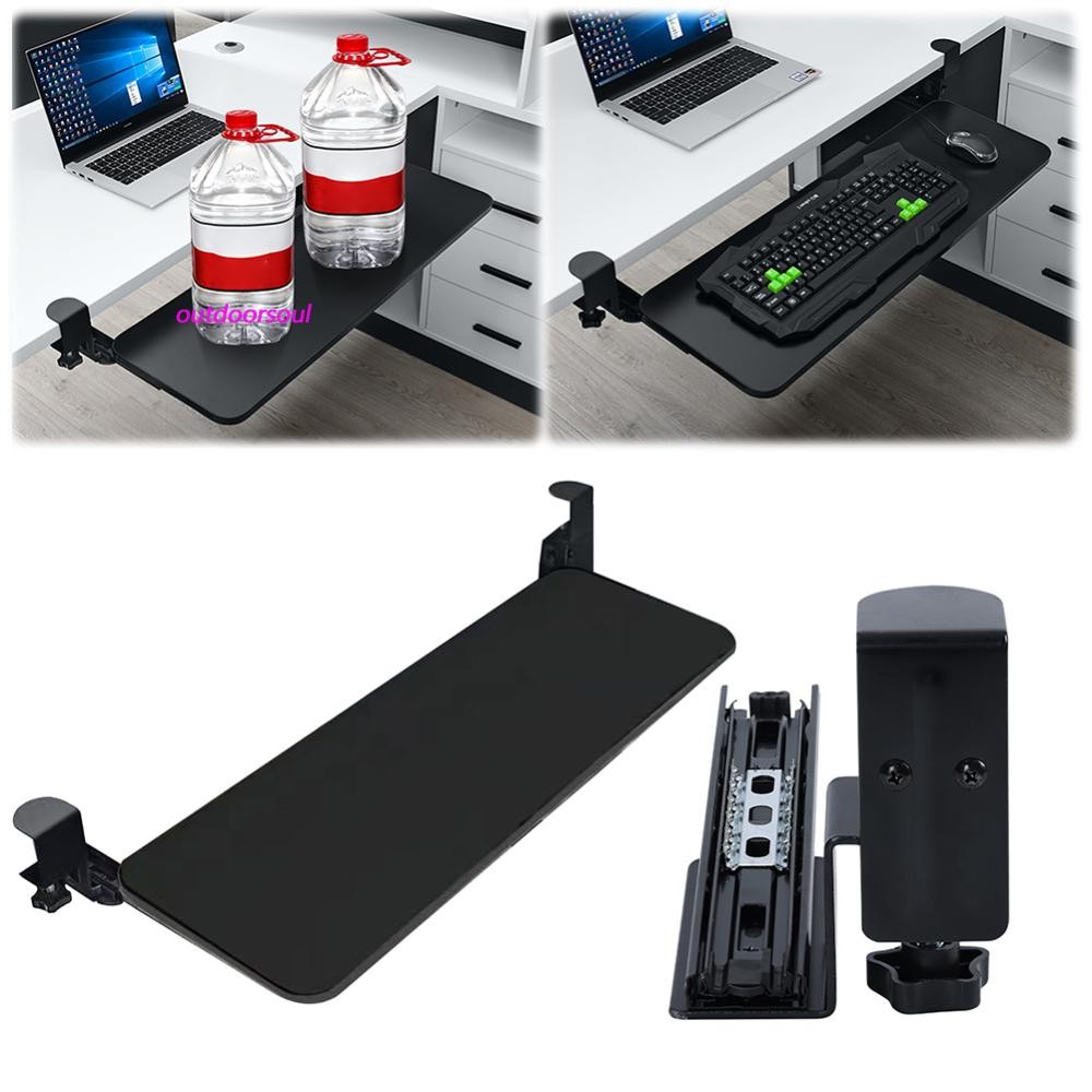 Clamp-On Keyboard Tray with C Clamp Mount Slide-Out Platform Computer ...