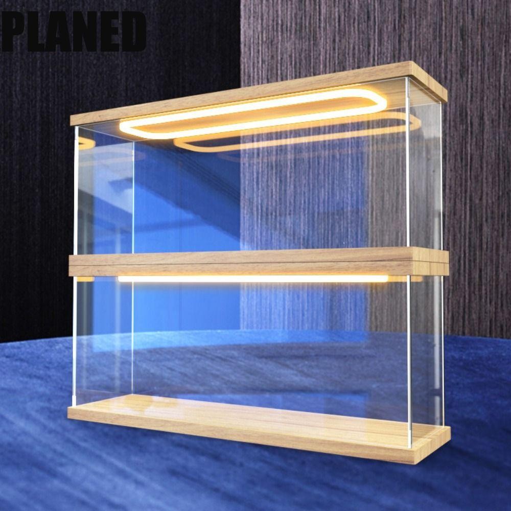 PLANED Clear Acrylic Display Case, Ring Light Dustproof Doll Display ...