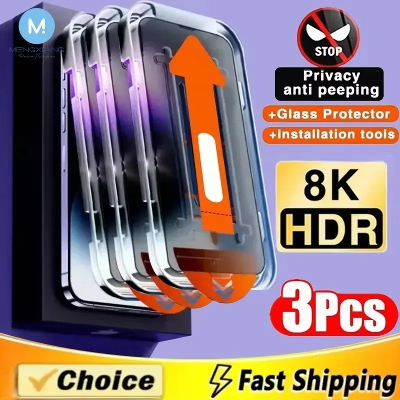 1-3Pcs Privacy Tempered Glass Dust free Installation Protector Tempered Glass Compatible Wlth ...