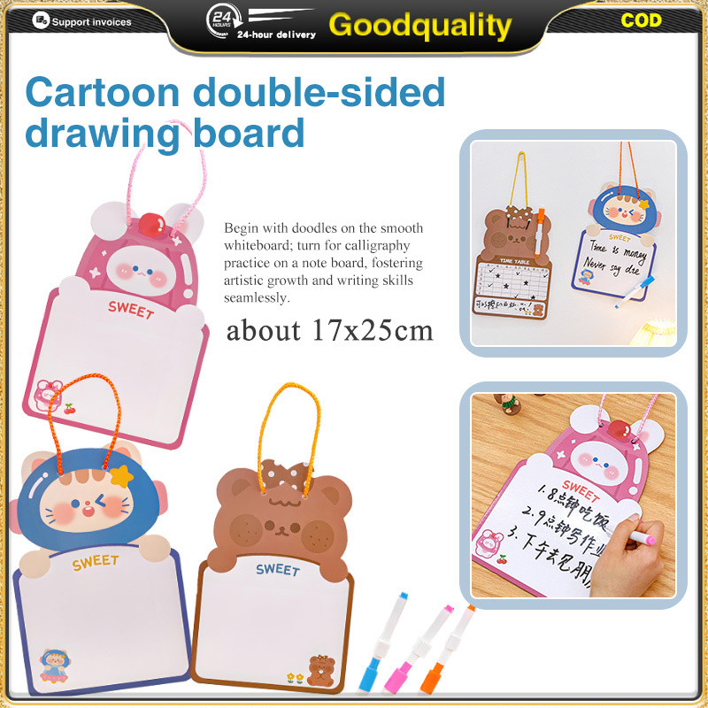 Two-sided Cartoon Kids Whiteboard Cardboard With Pen Double-sided ...