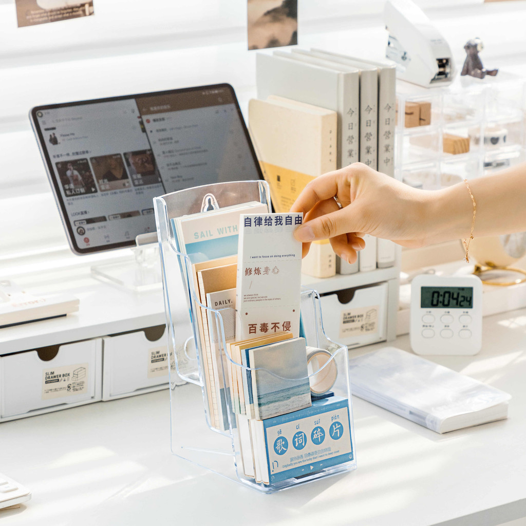 Three-layer Acrylic Brochure Holder A6 Transparent Standee Display Wall ...