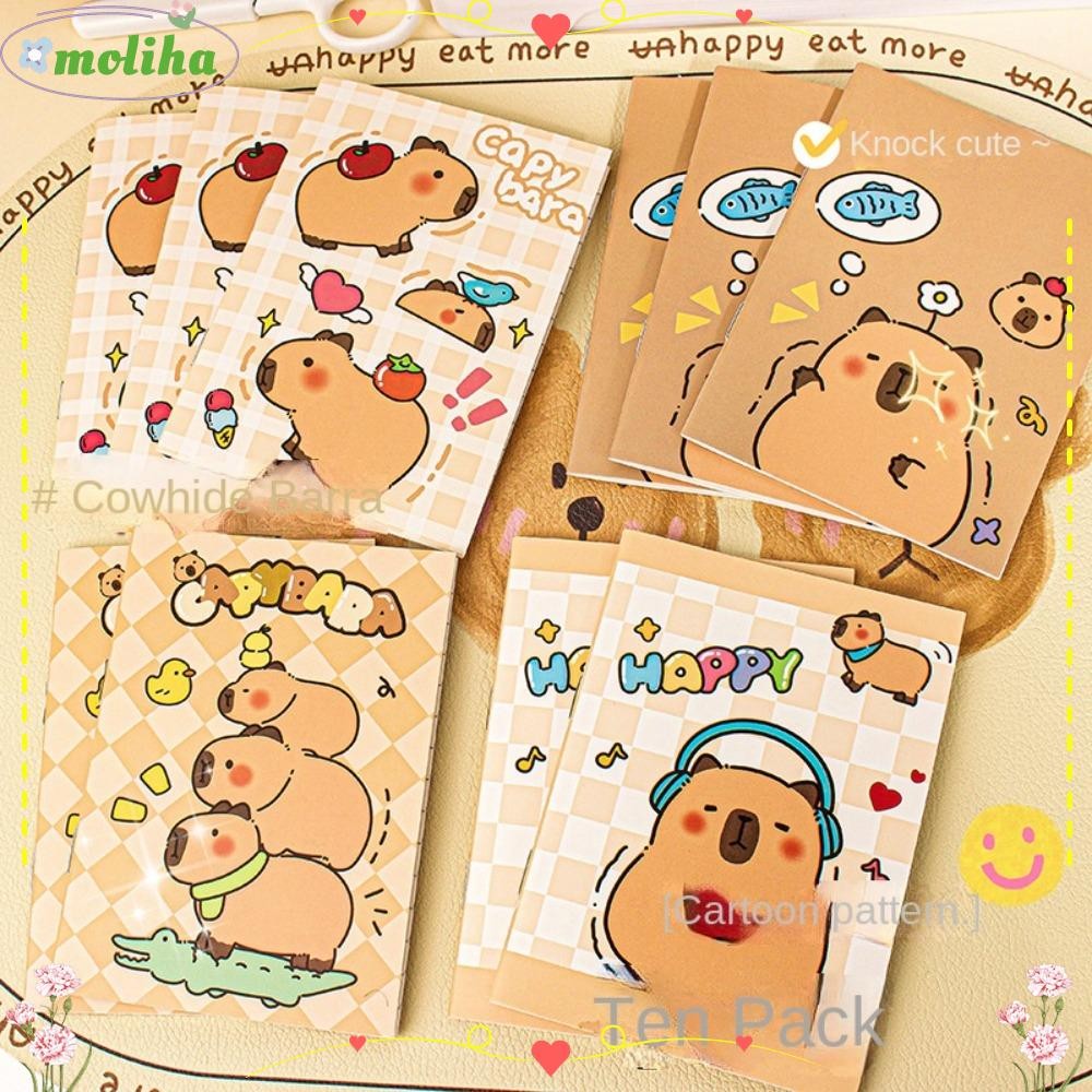 MOLIHA 10pcs Capybara Notebook Set, Cartoon Portable A7 Notebook, Cute ...