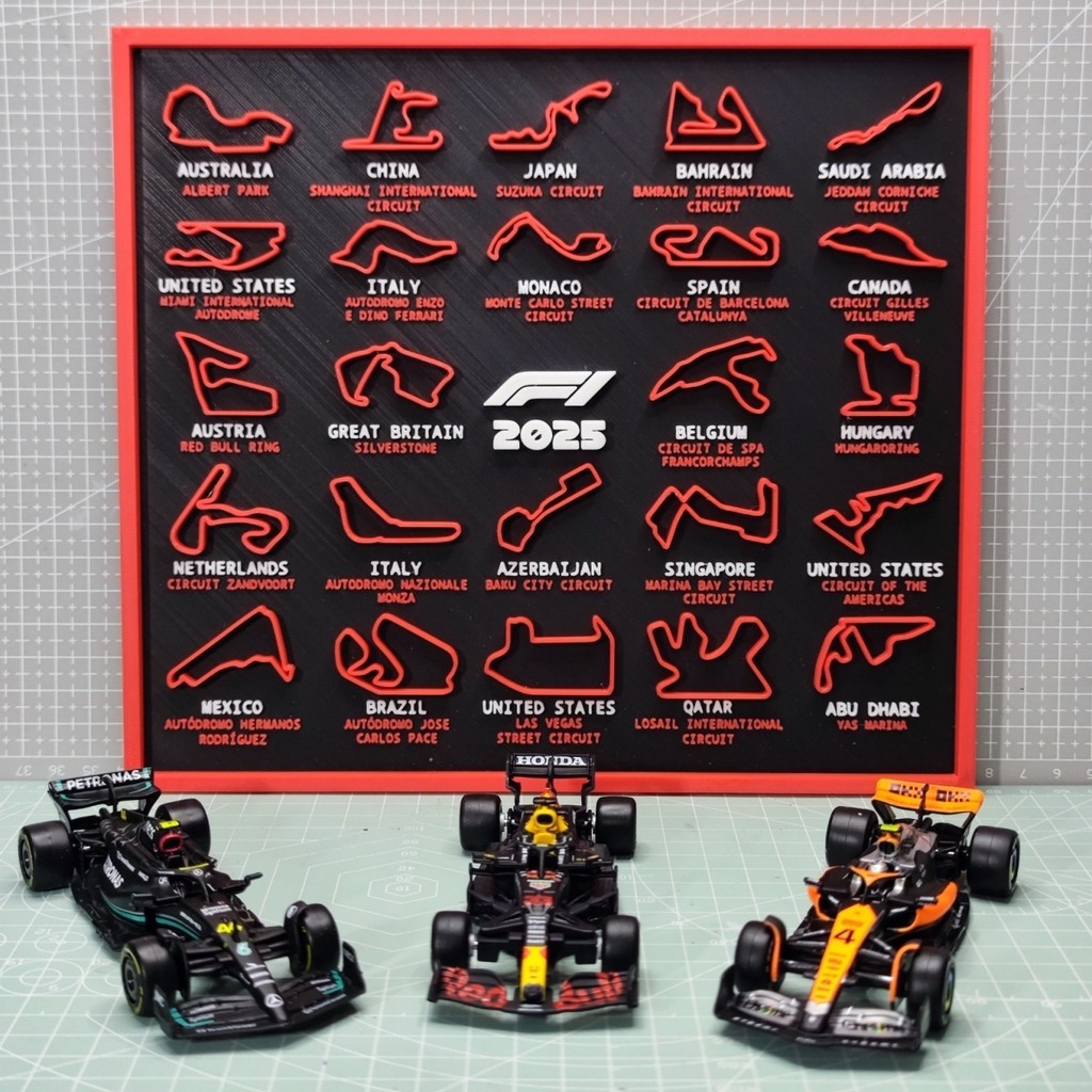 F1 Racing Map Model, F12025 Track Chart Route Red Desktop Decoration ...