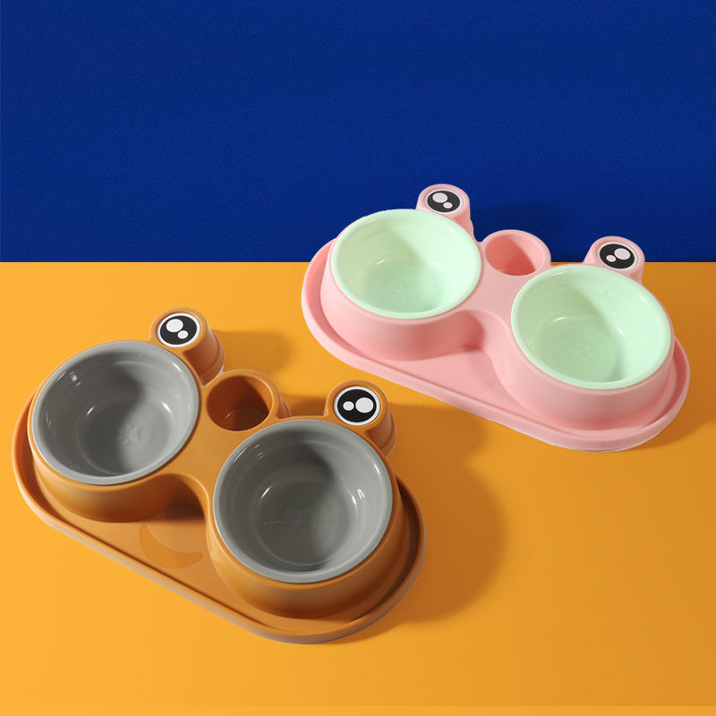 [2331 People Praise] Dog Cat Food Bowl Pet Dog Drinking Water Two-in ...