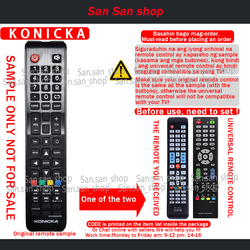 Universal remote control for konicka smart tv remote,mcb-2 mcb-1 ...