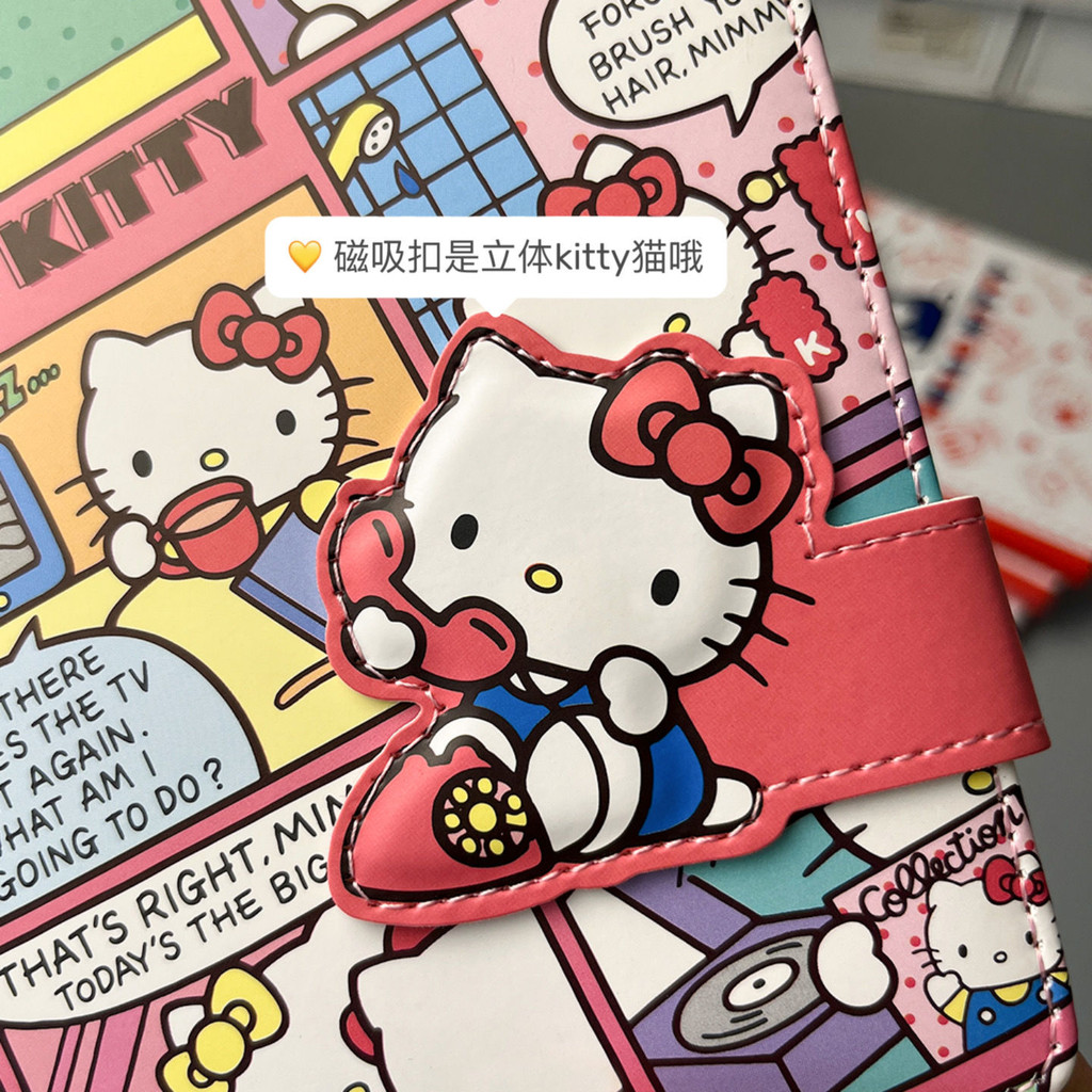 Xiaohongshu New kt Notebook Student Cute Hard Shell Diary hellokitty Notepad Magnetic Notebook ...