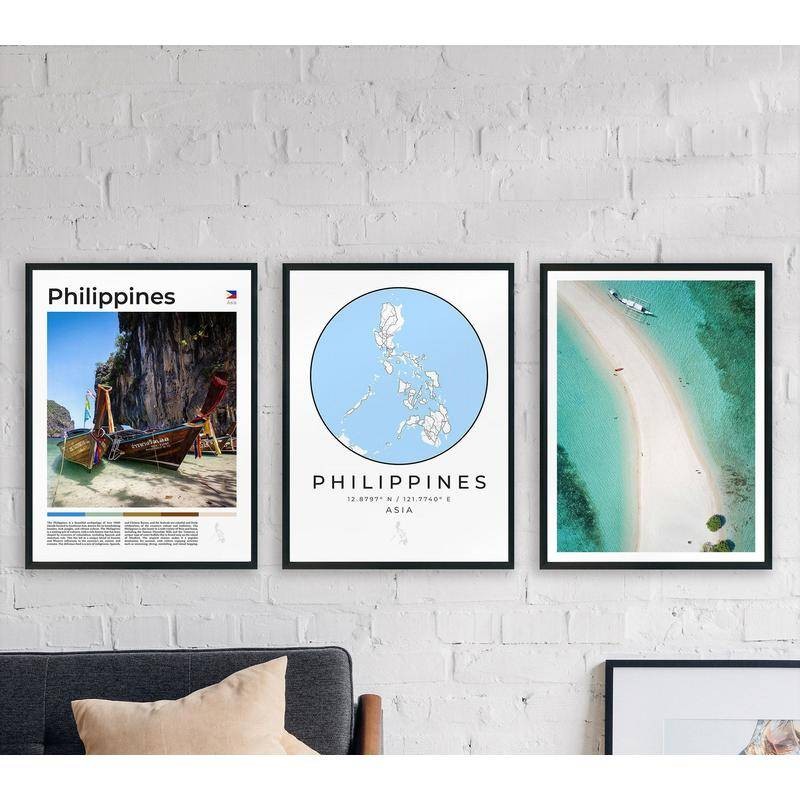 Philippines Print Wall Art, Philippines Map Art, Philippines Travel ...