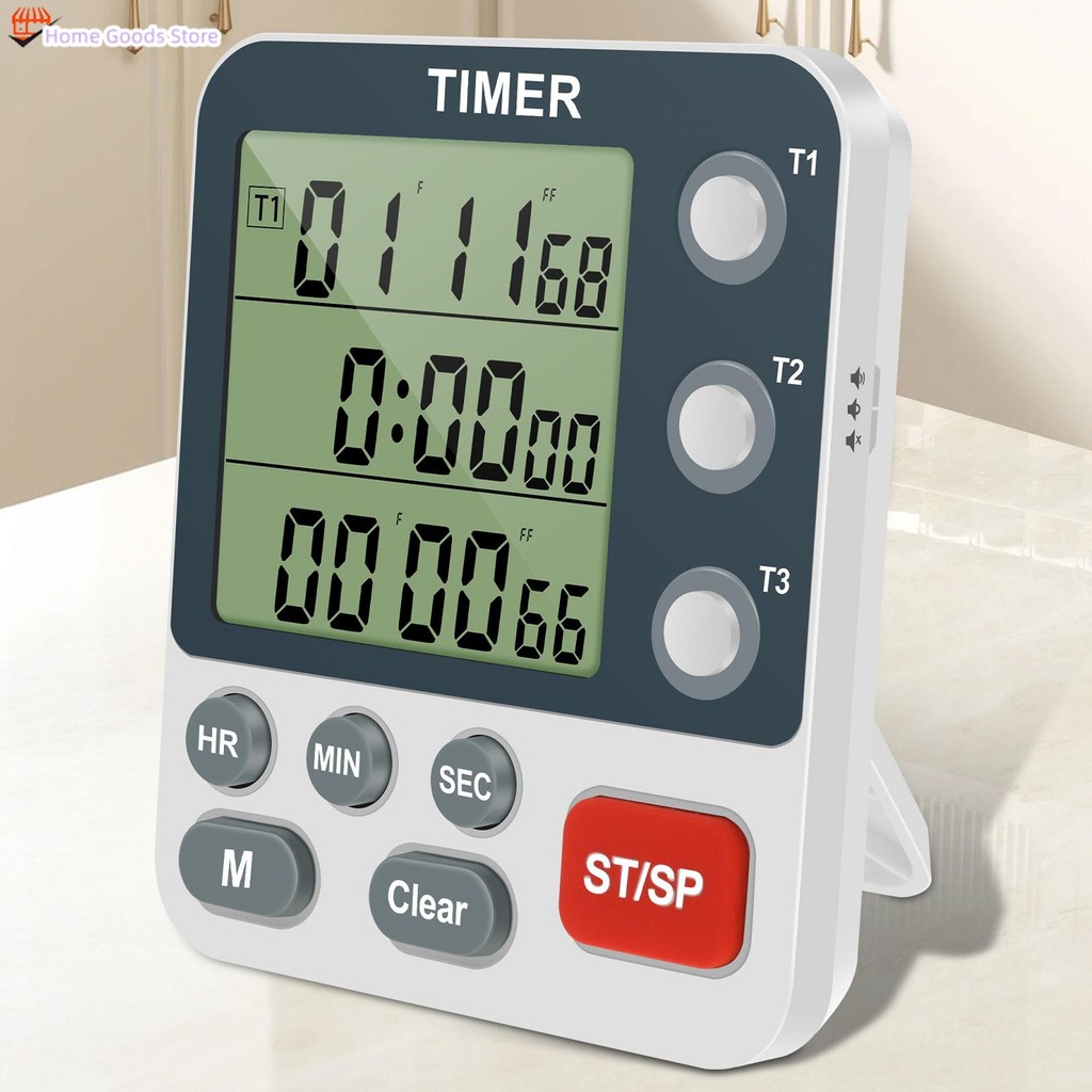 Digital Timer 3 Channel Kitchen Timer With Loud Alarm Magnetic Back ...