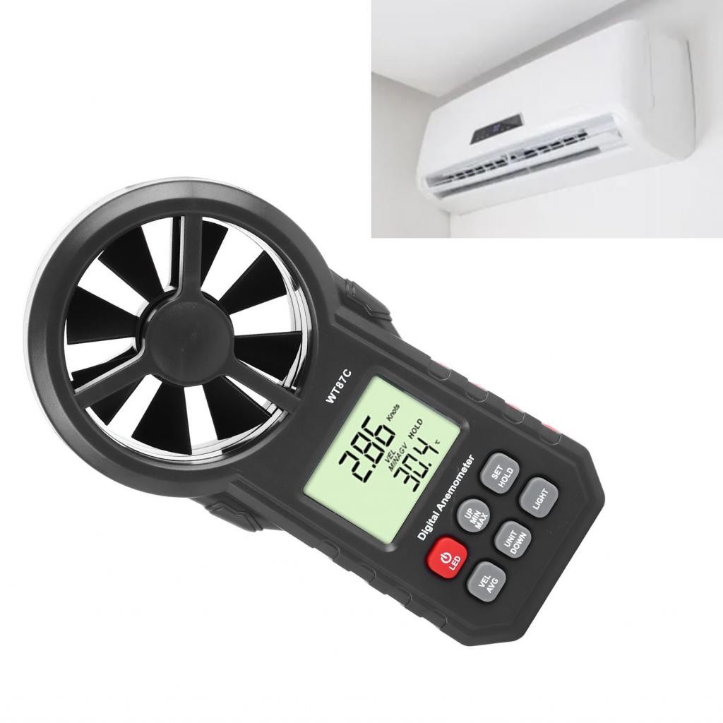 Digital Anemometer LCD Backlit Display Maximum Minimum Average Wind ...