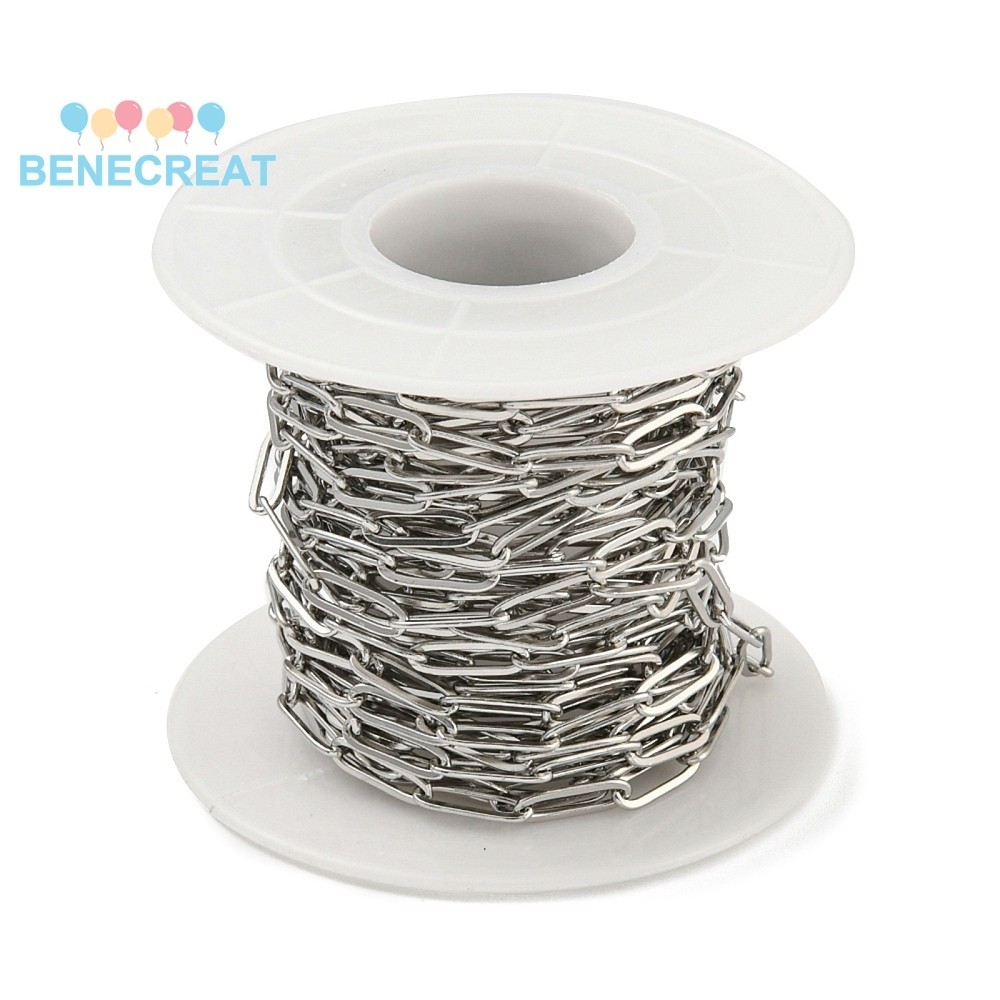 1Roll Tarnish Resistant 304 Stainless Steel Paperclip Chains Drawn ...