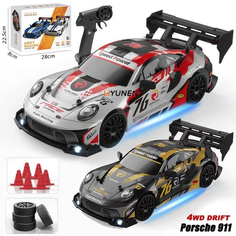 911 4WD RC Drift Racing Car Toy GTR Porsche Proportional Throttle 2.4G Remote Control Mustang ...