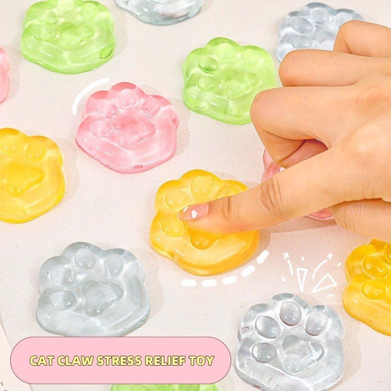 Transparent Cat Claw Squeeze Toy Quick Rebound Jelly Mini Cute Sensory ...