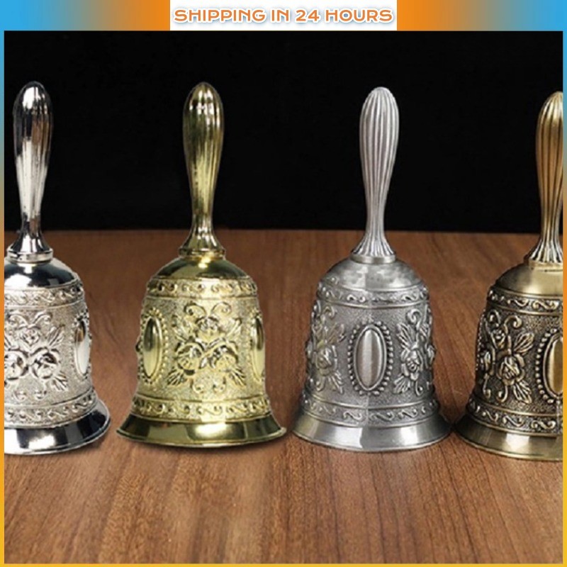 [Fast Deliver] Retro Metalen Tone Hand Bell School Bell Dishes Serving ...