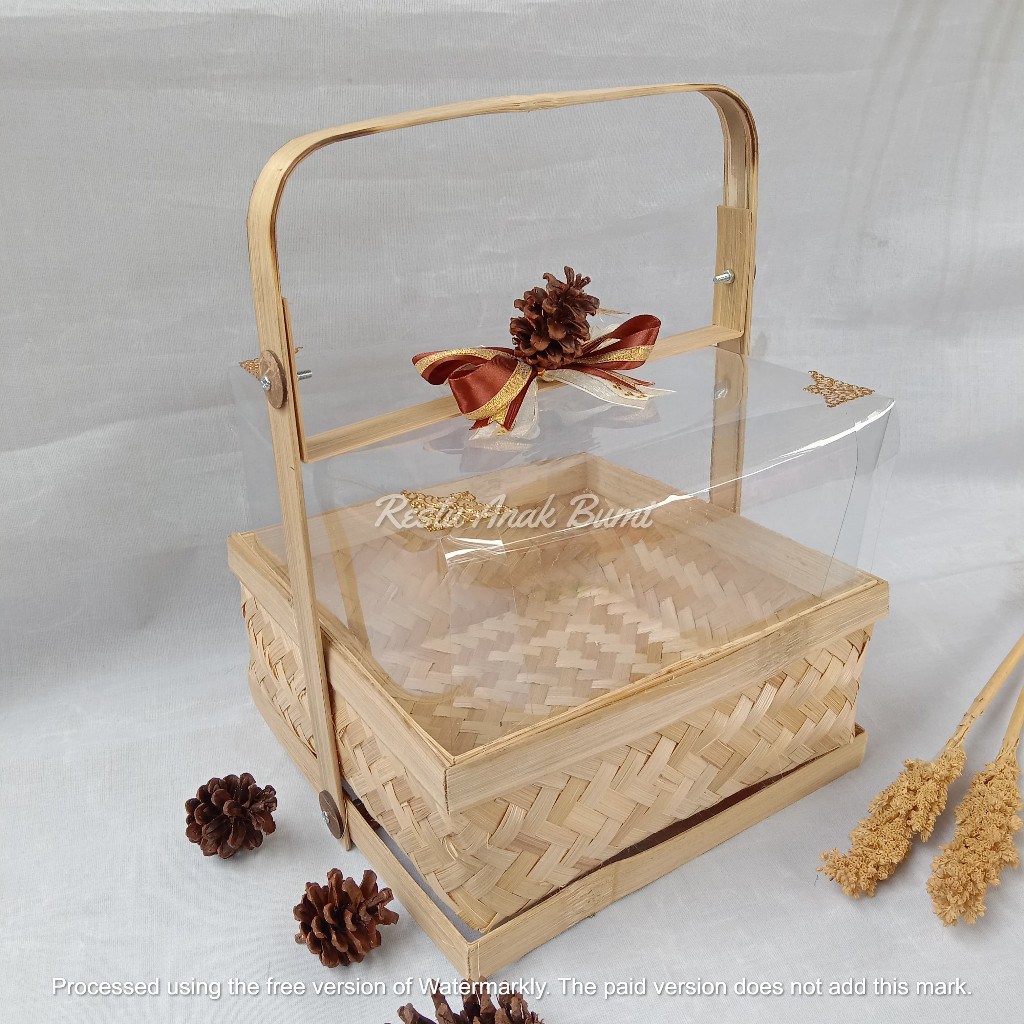 NEW PRODUCT High Mika Besek with Gold Carved Ribbon| Bamboo basket box ...