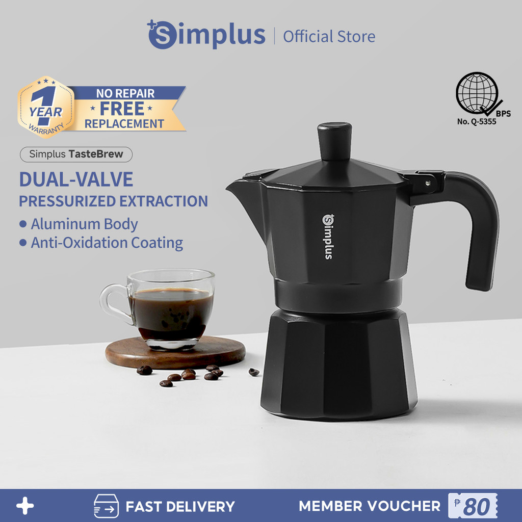 Simplus Moka Pot Dual-Valve Pressurized Extraction Rich Crema Intalian ...