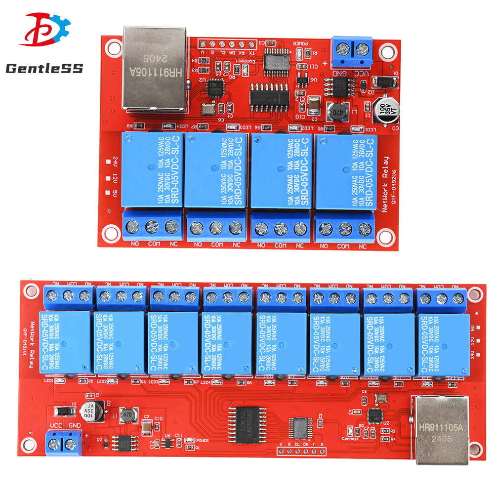 DC5V/12V/24V 4/8 Way TCPIP Network Ethernet Relay Module Switch LAN Control Smart Device Remote ...