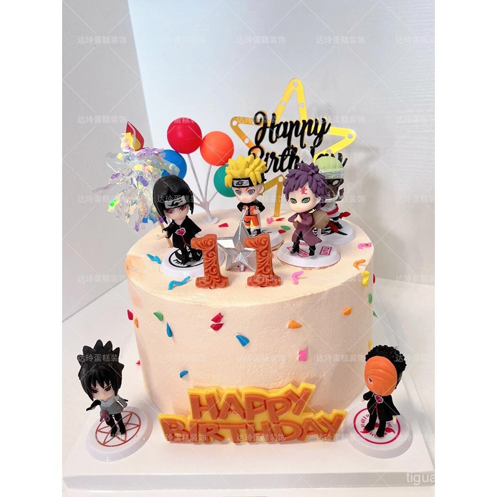Anime Naruto Cake Topper Decoration Cartoon Q Naruto Sasuke Figure Boy ...