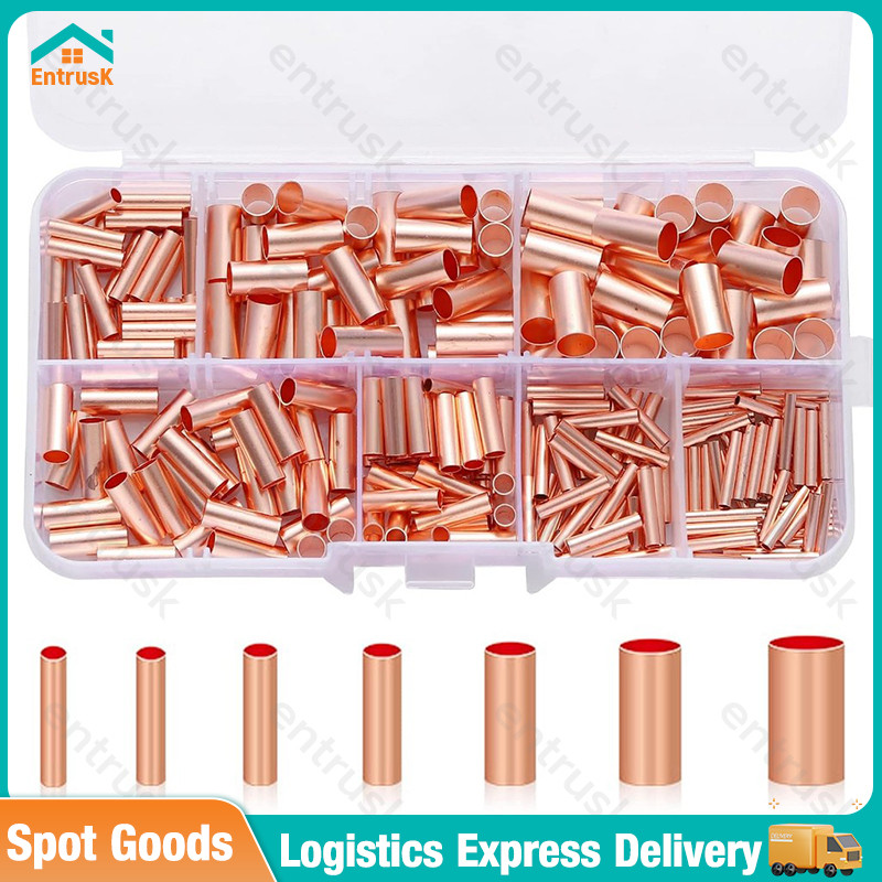 250Pcs Wire Ferrules Kit 7 Size Copper Crimp Connector Non Insulated ...