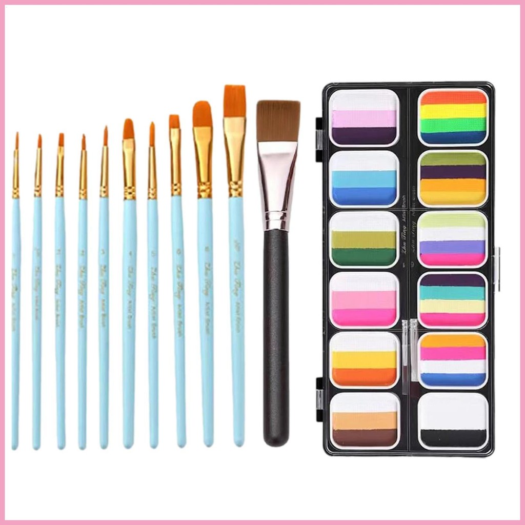 Face Painting Palette 12 Colors Face Body Paint Kit Rainbow Face Paint ...