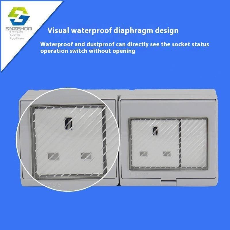 Ip55 Outdoor Waterproof Socket Box Electric Vehicle Indoor Outdoor Rainproof British Standard ...