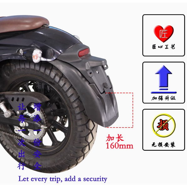 Suitable for Qianjiang Flashing SRV150 Extended Front Mudguard Rear Mudguard QJ150-2N Modified ...