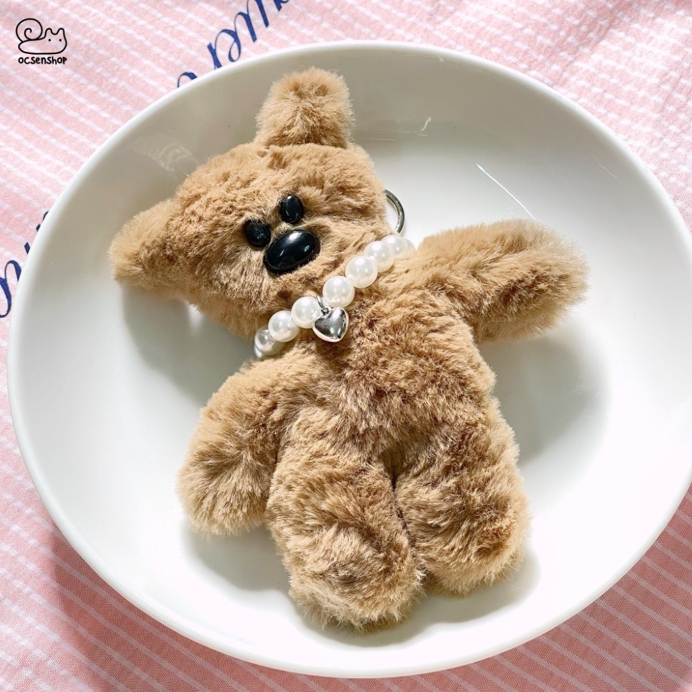 Teddy keychain with pearl bracelet (15cm) | Shopee Philippines