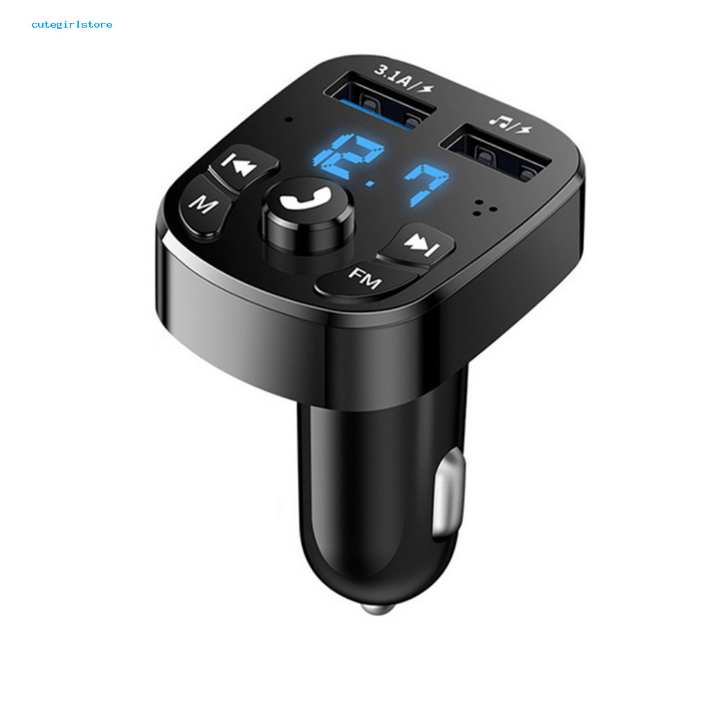 Cute_ Dual USB Bluetooth-compatible 50 Receiver FM Transmitter Car MP3 ...