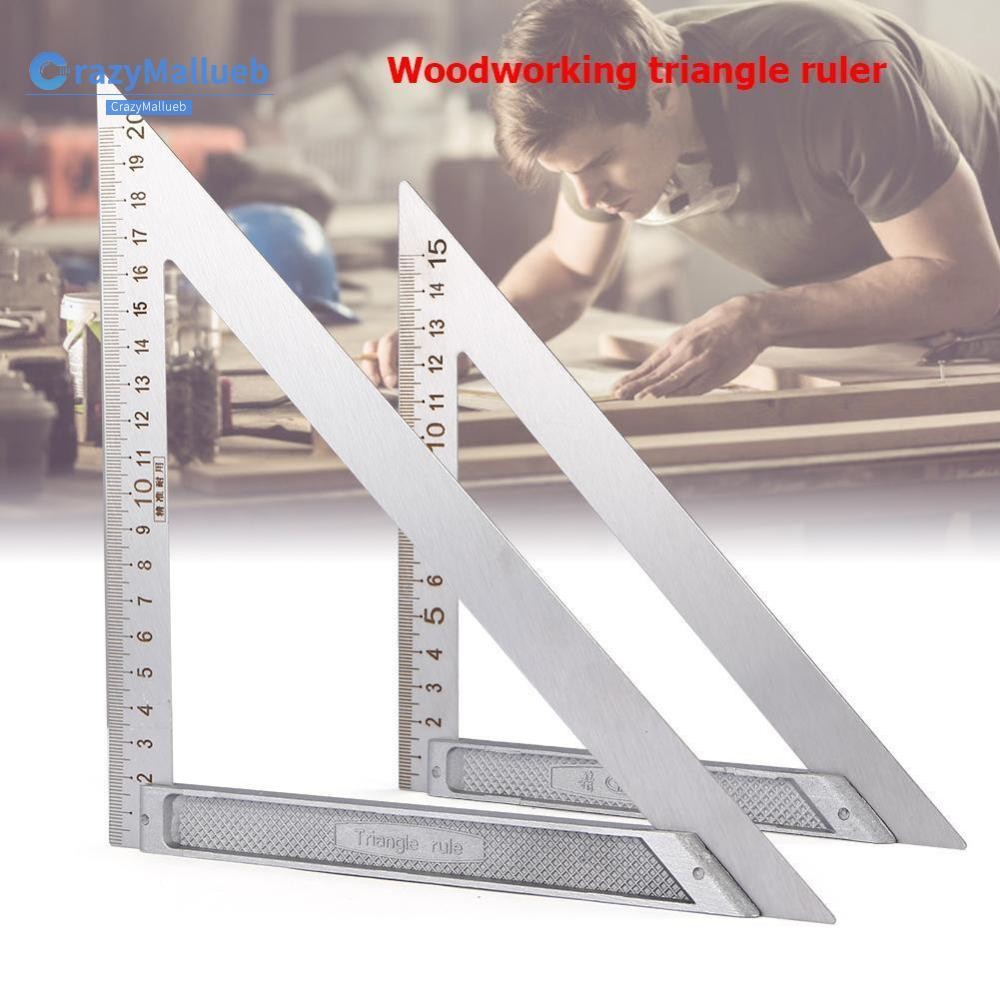 90 Right Angle Stainless Steel Triangle Ruler Woodworking Drawing Tools ...