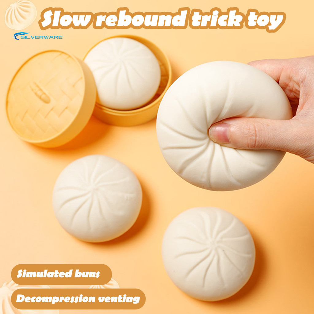 SILVERWARE Bun Squeeze Toy with Steamer Anxiety Stress Relief Dough ...