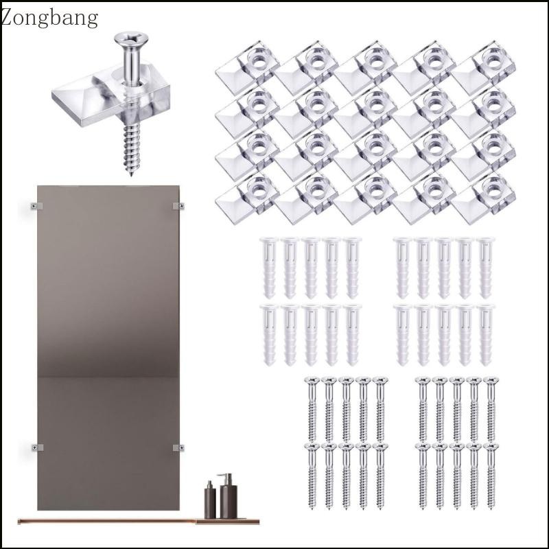 Zong 20 40Pcs Mirror Clamps for Bathroom Plastic Mirror Mounting Clips ...