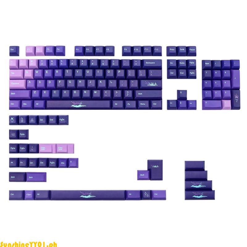SUN 139-Key Keycaps Set PBT KCA Height Keycap Dye-Sub Aurora Borealis ...