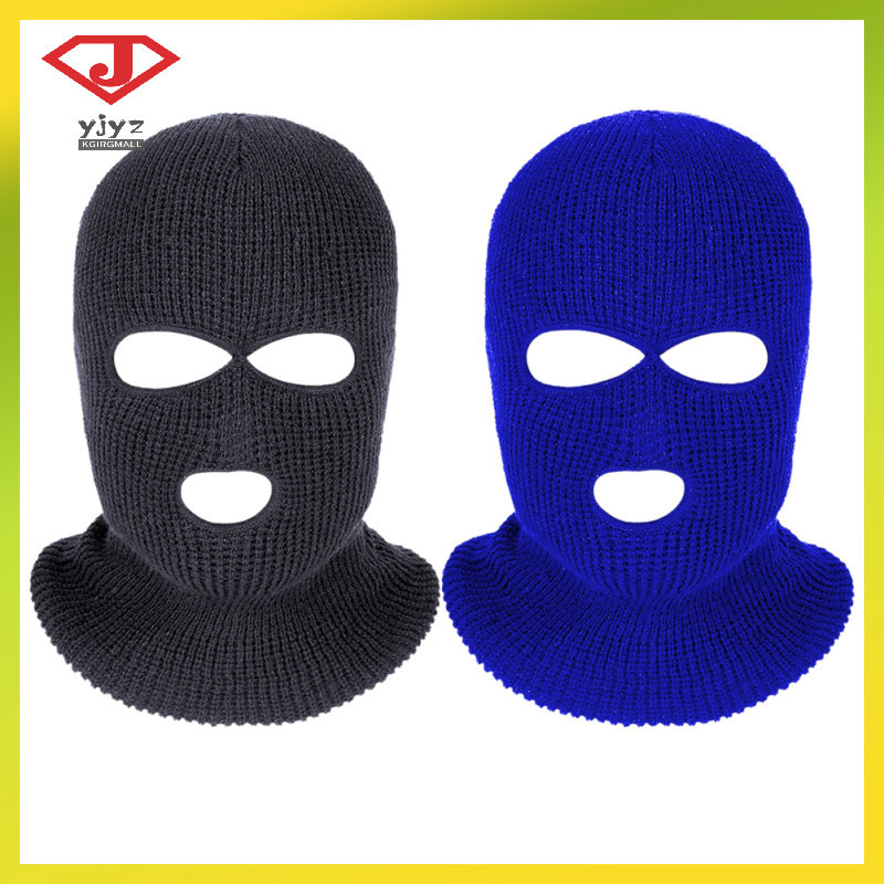 Windproof Woolen Knitted Hat Ski Mask for Men Thermal Balaclava Face ...