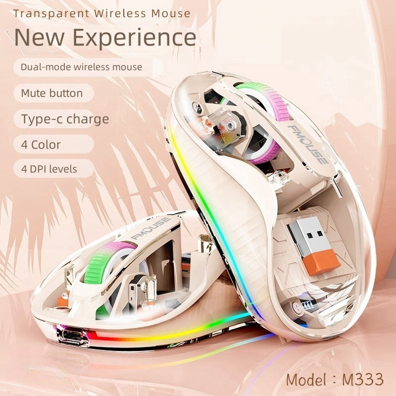 Bluetooth Wireless Transparent Mouse Power Display Dual-Color Patchwork ...