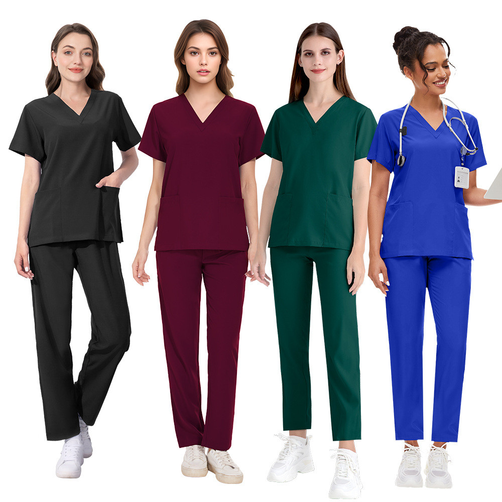 Plus Size Simple Doctor Nurse Uniform Men and Women Same Style Solid ...
