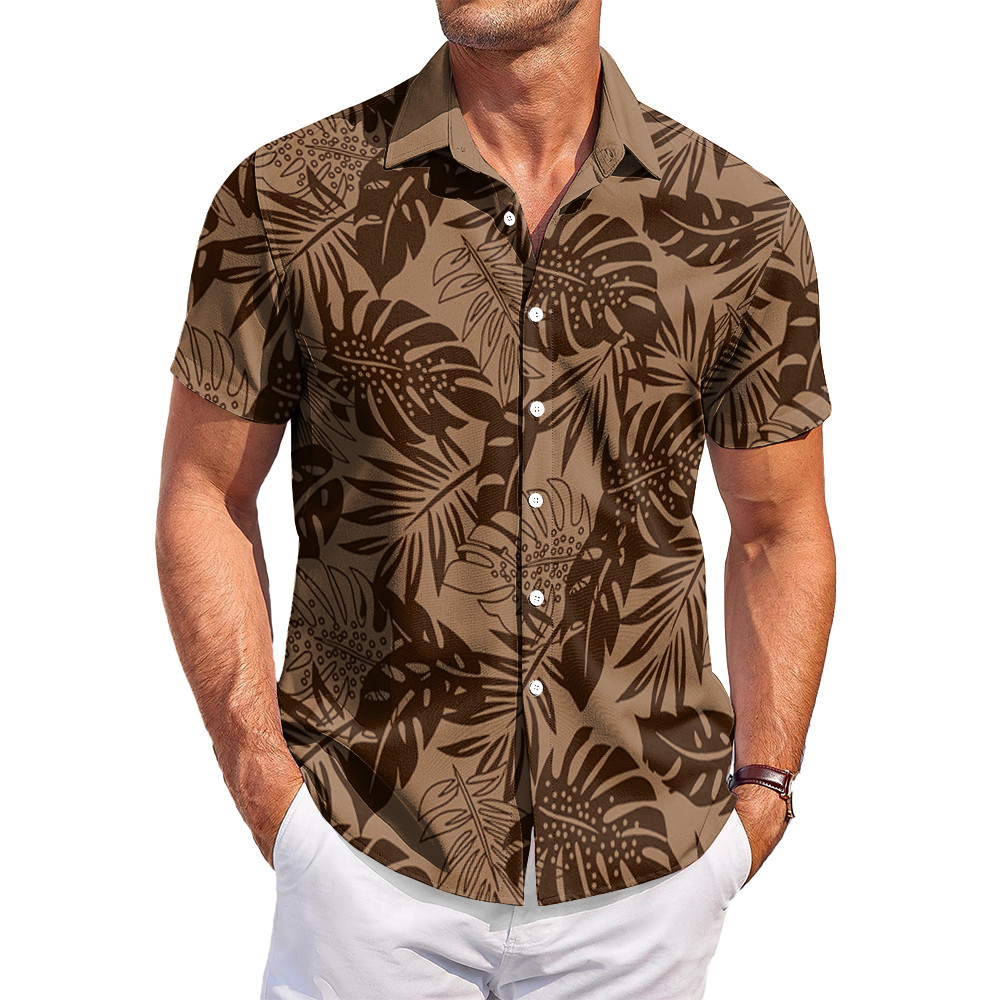 2025 Color of The Year Mocha Mousse Hawaiian Beach Party Short Sleeve ...