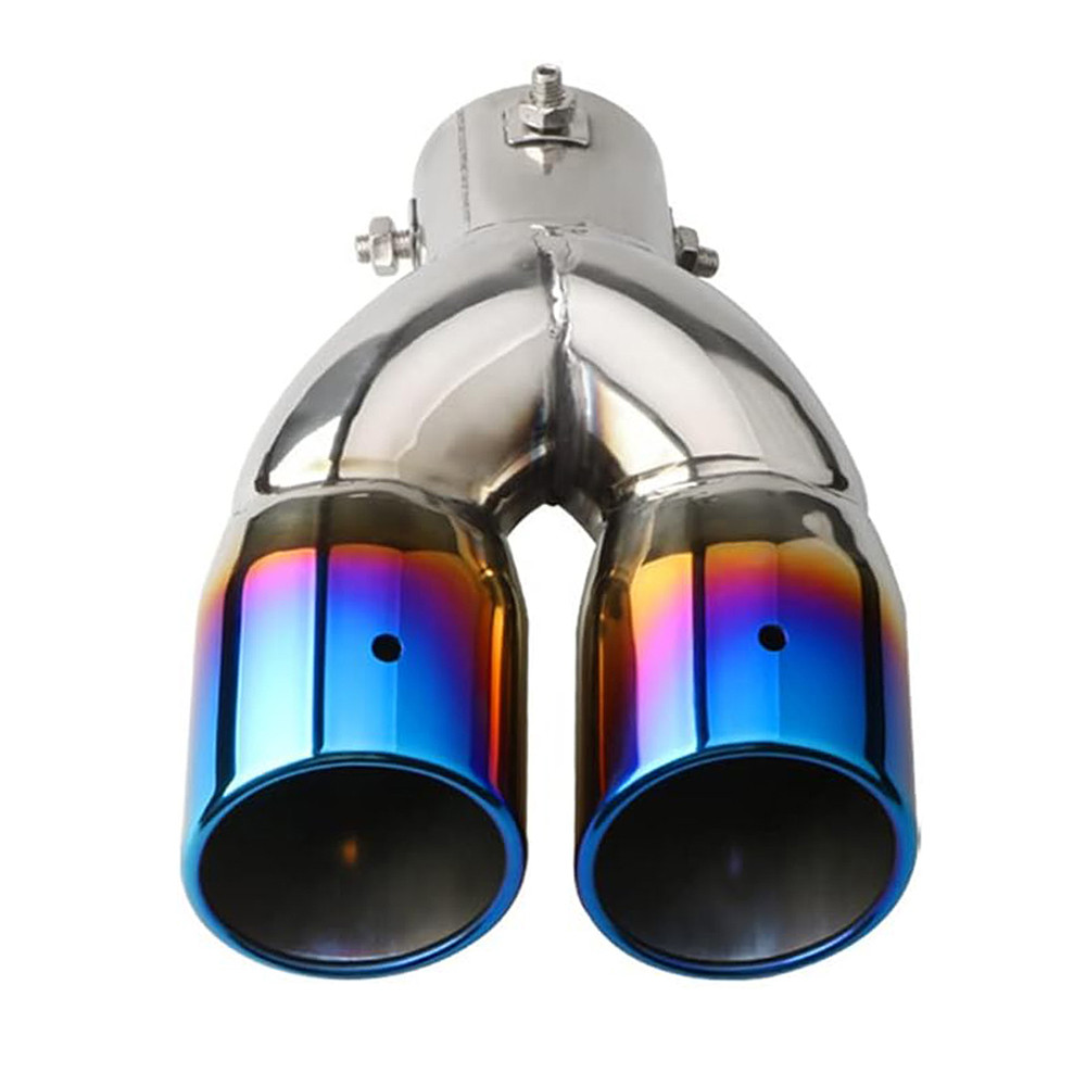 Car Exhaust Pipe Muffler Tail Pipe Double Outlet Tailpipe Universal ...