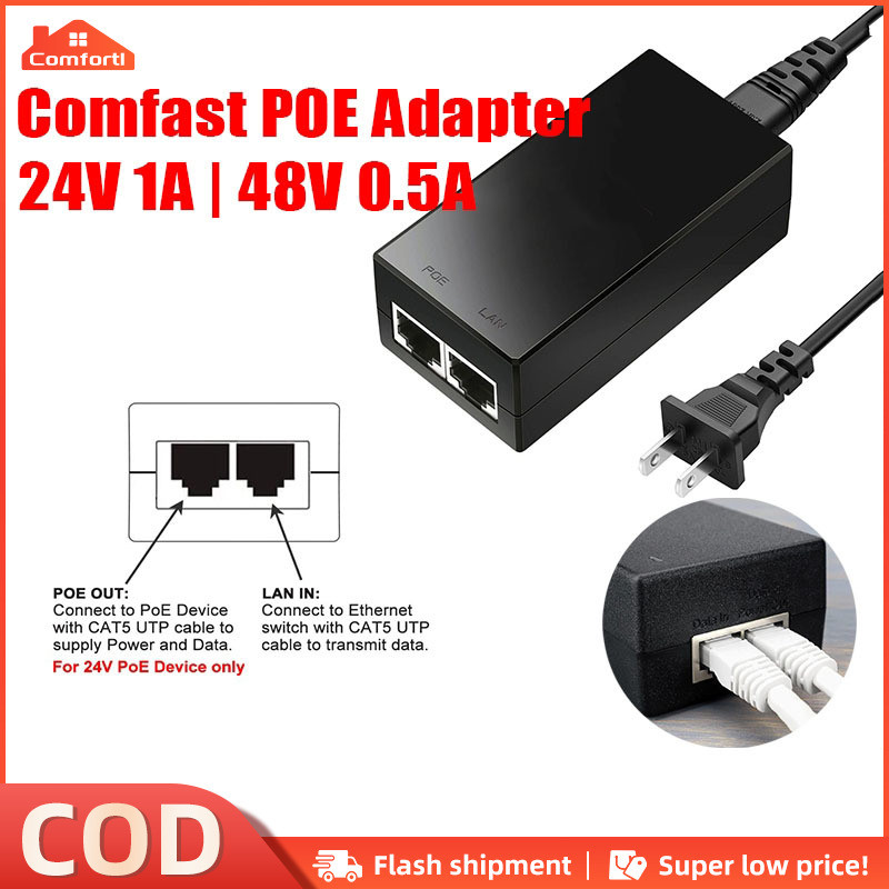 Comfast POE Adapter For Router Repeater 24V 1A | 48V 0.5A for POE ...