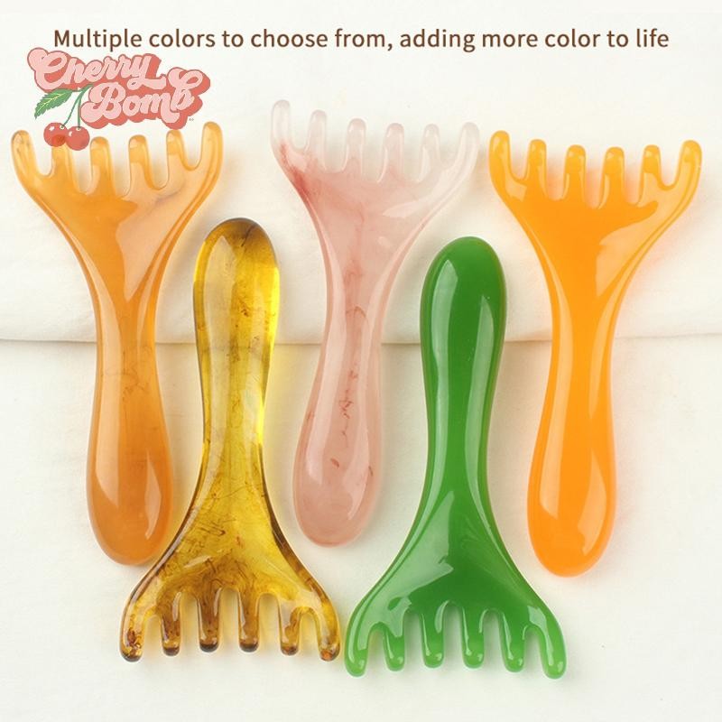 (Cherry Bomb) Head Massager Resin Deer Antlers Scalp Massage Gua Sha ...