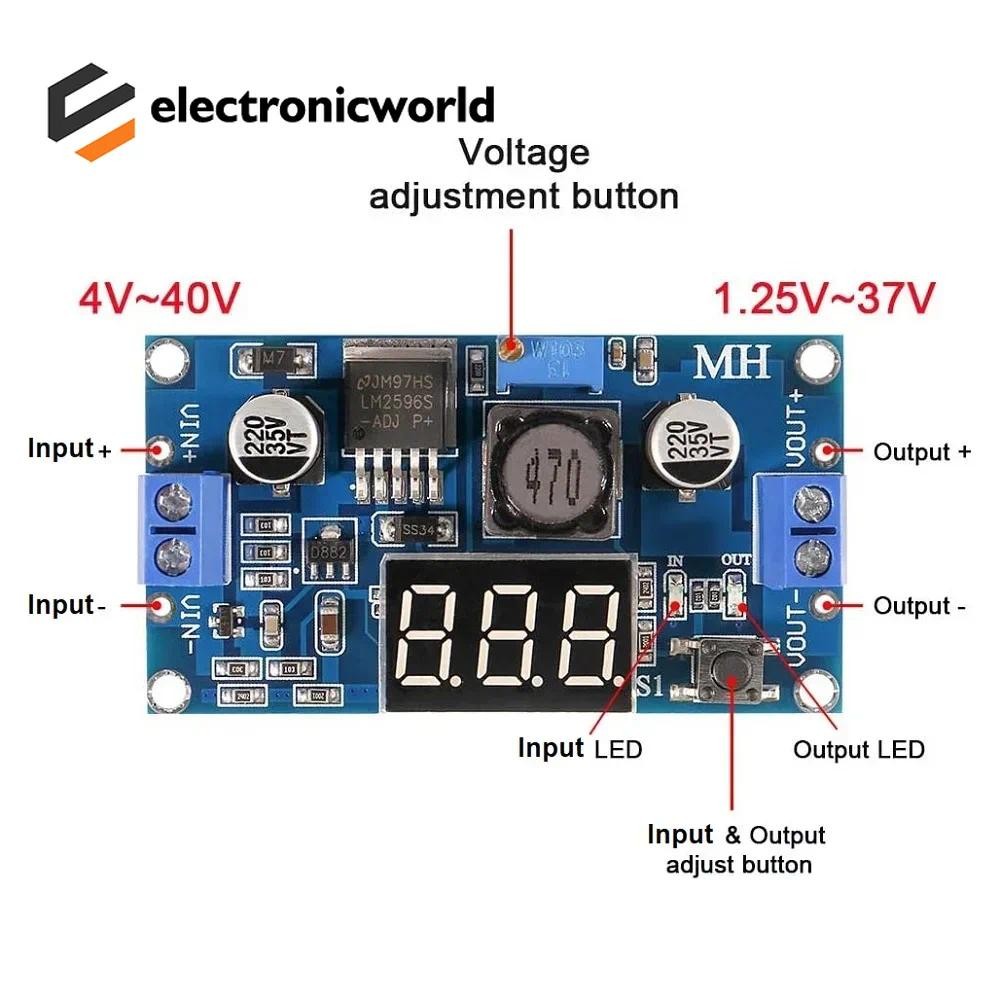 （1-5PCS）LM2596 DC DC Step Down Converter Voltage Regulator LED Display Voltmeter 4.0~40 to 1.3 ...