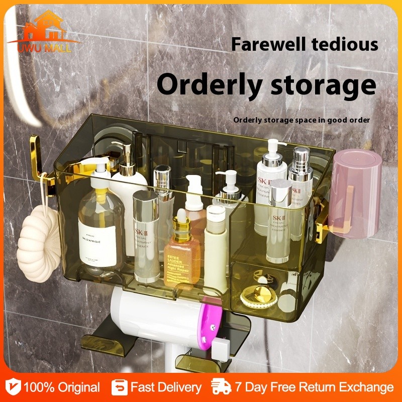 New Hair Dryer Rack Without Punching Holes Bathroom Storage Bathroom ...